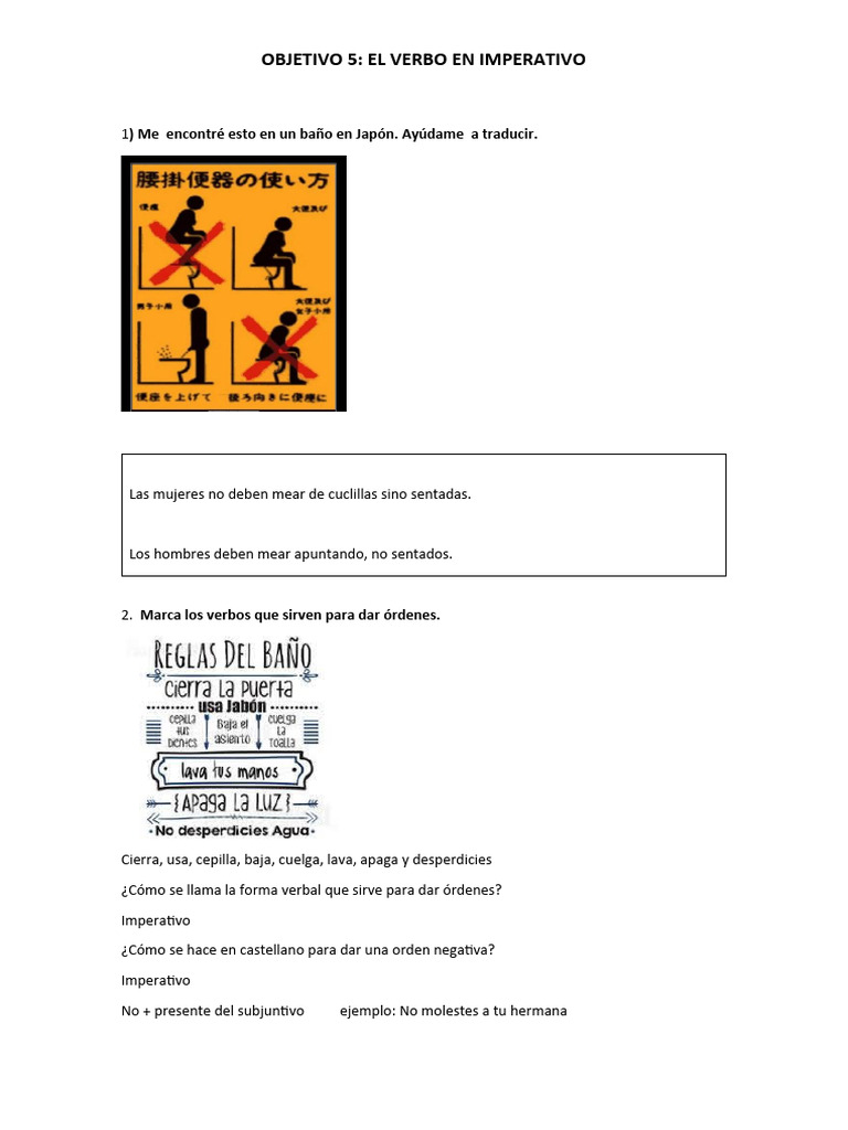 Ejercicios Imperativo Repaso. | PDF