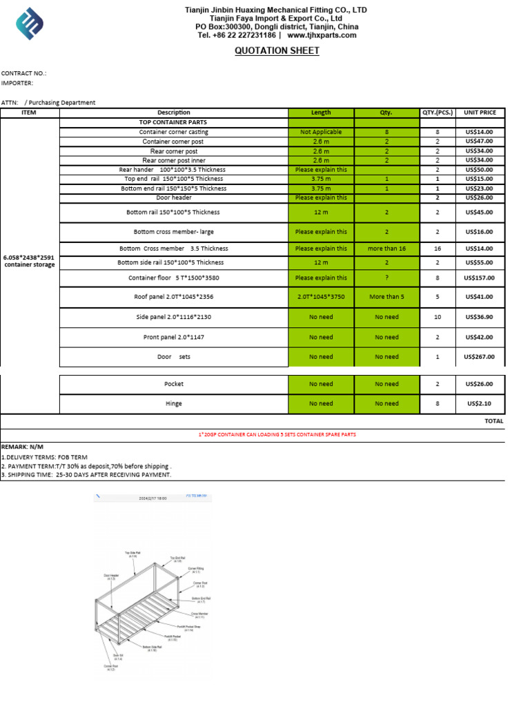 Quotation Sheet-From Cindy for Structure | PDF