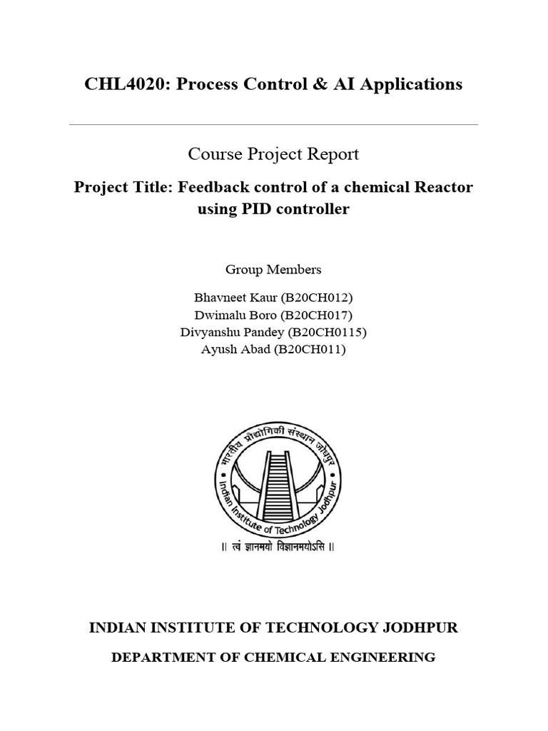 Group 2 - Feedback Control of A Chemical Reactor Using PID Controller | Download Free PDF ...