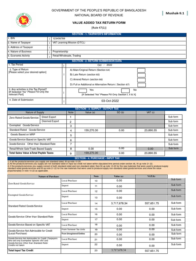Mushak 9 | Download Free PDF | Value Added Tax | Taxes