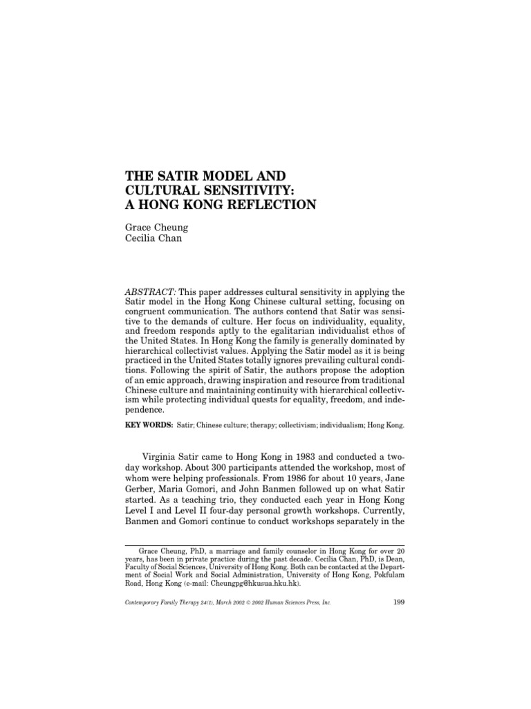 Family Systems - Virginia Satir - Satir Model in HK Context | PDF ...