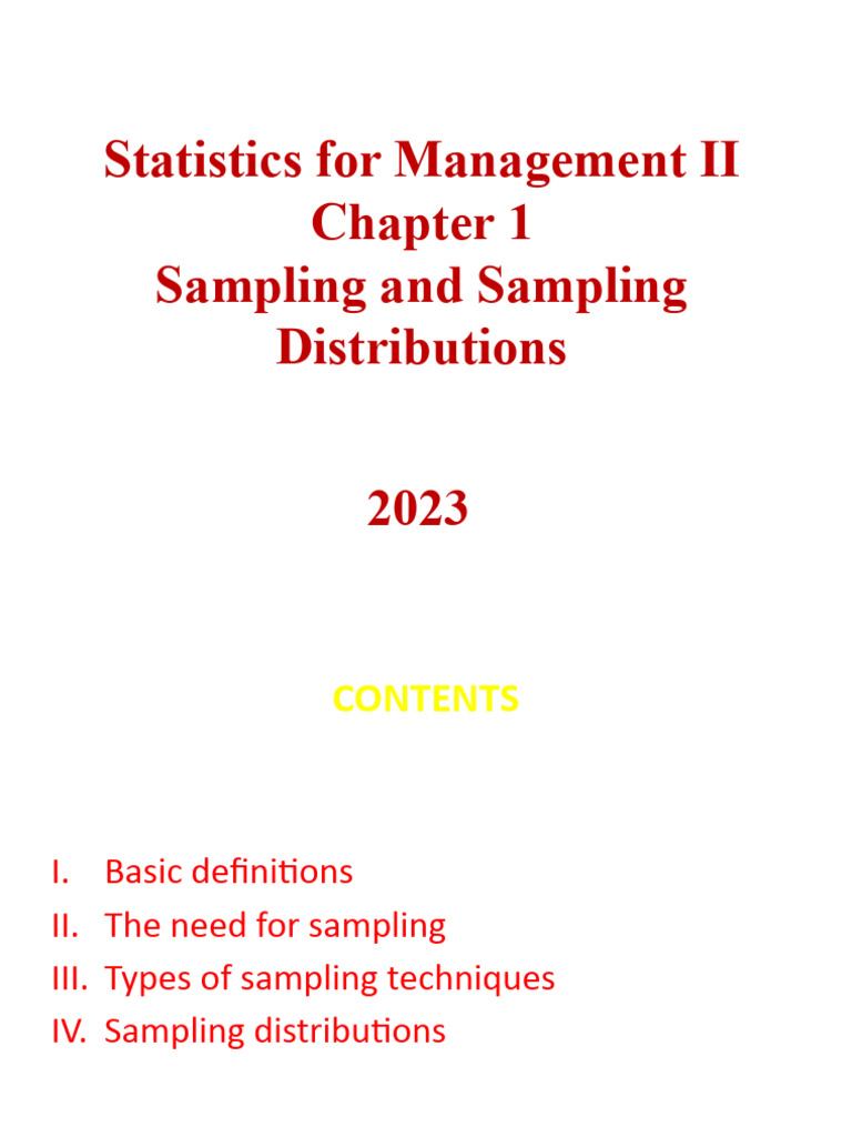 Sampling Techniques and Distributions | PDF | Sampling (Statistics) | Standard Deviation