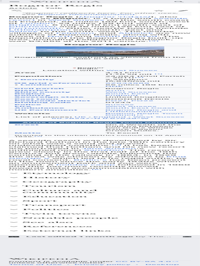 Bognor Regis: History and Tourism Insights | PDF