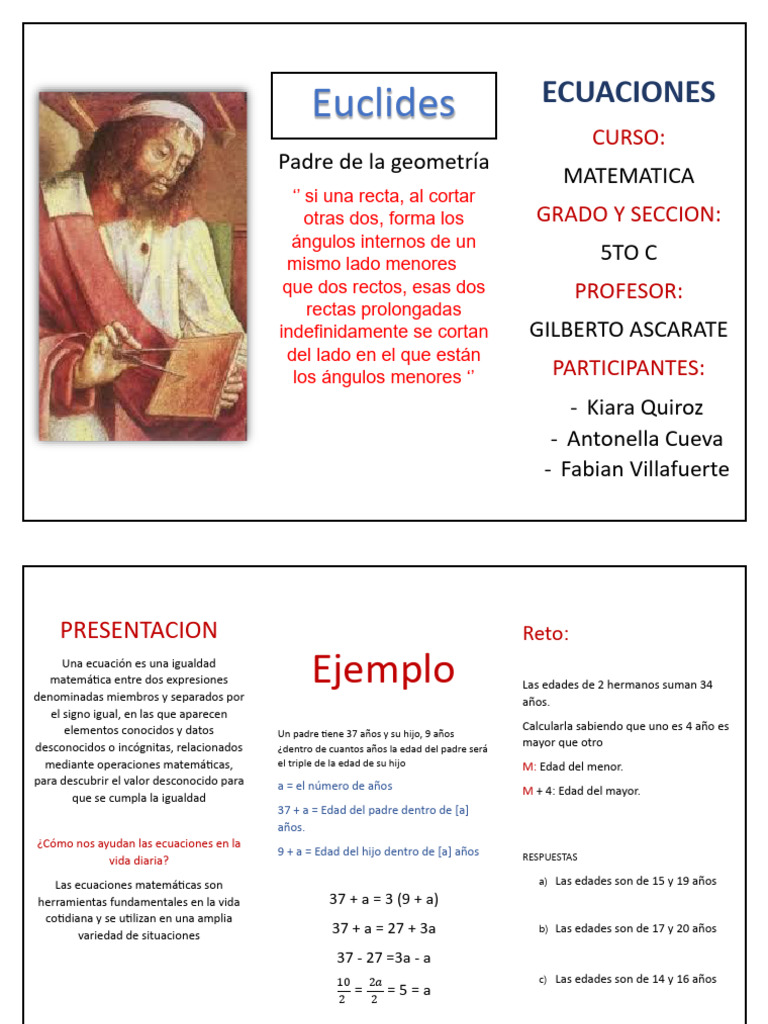 Triptico Mate | Descargar gratis PDF | Ecuaciones | Objetos matemáticos