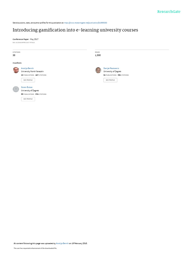 Bernik-Introducing Gamification Into E-Learning University Courses | PDF | Educational ...