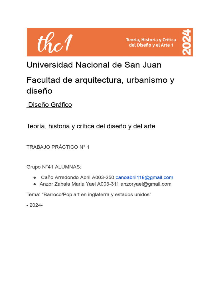 Grupo N41-TP1 2024 | PDF | Barroco | Diseño