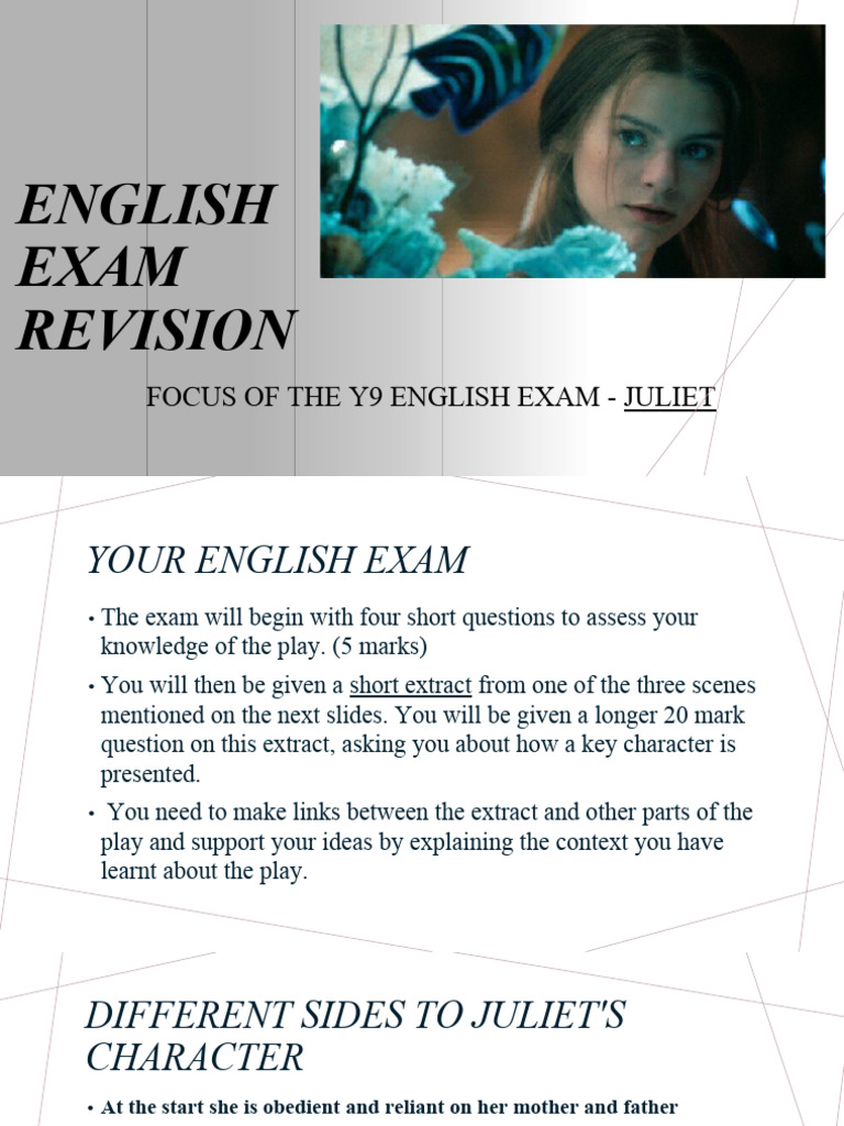 Y9 English Exam: Juliet's Character | PDF | Romeo And Juliet ...