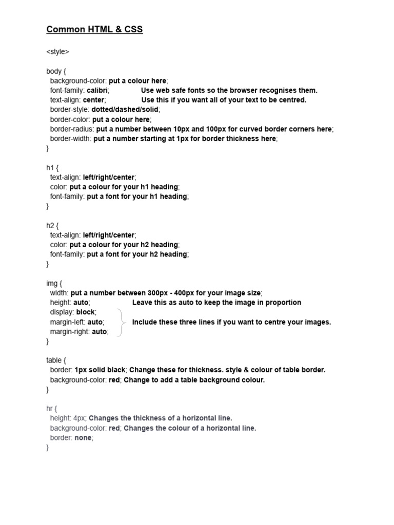 Common HTML & CSS | PDF | Html | World Wide Web
