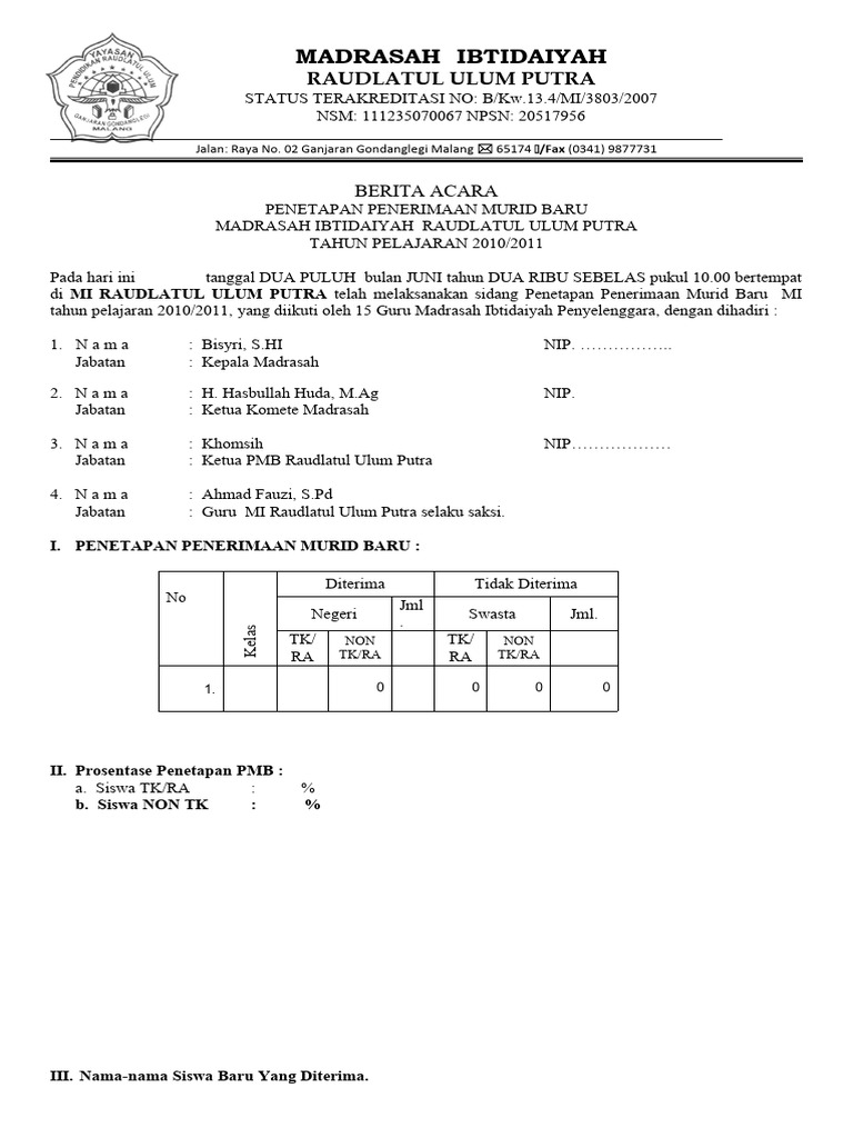 513 - Berita Acara PMB | PDF