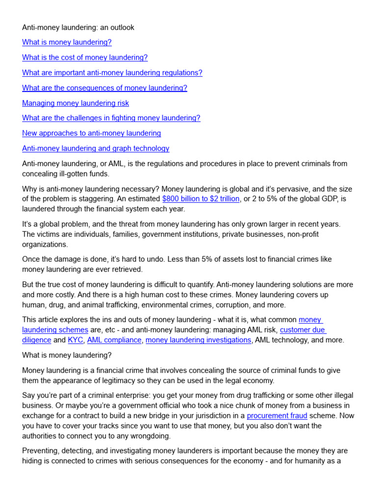Anti-Money Laundering Overview & Insights | PDF | Money Laundering ...