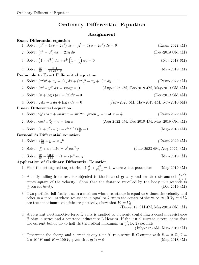 Ordinary Differencial Equation | PDF | Differential Equations | Force