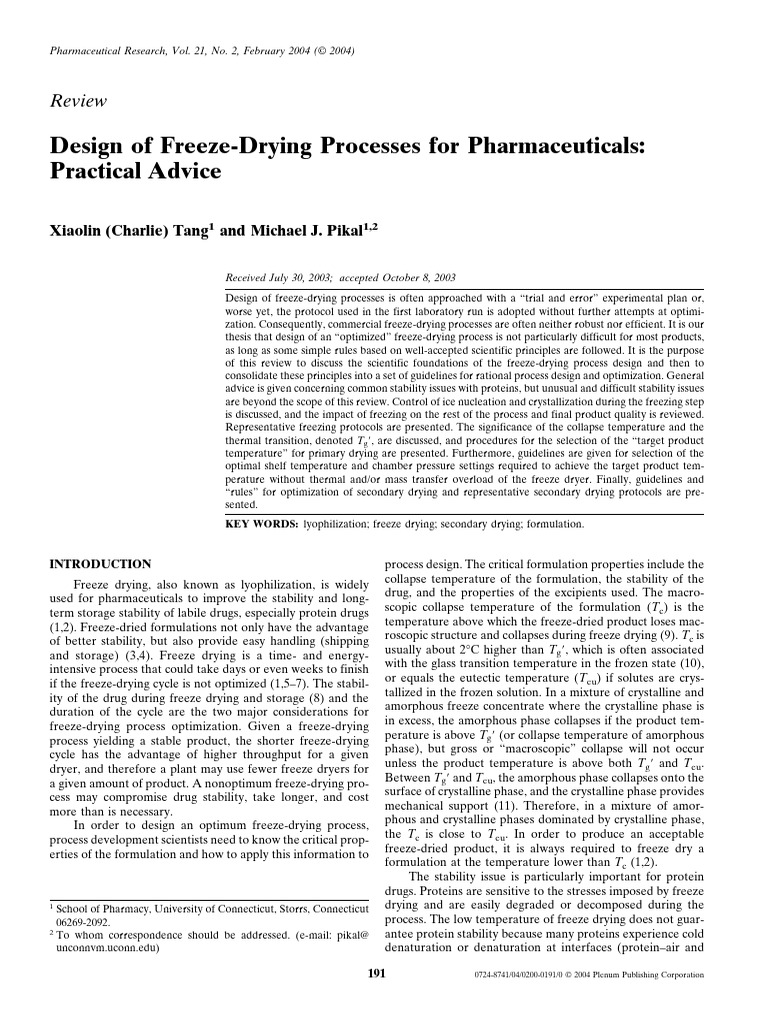 Design of Freeze-Drying Processes For Pharmaceuticals - Practical ...