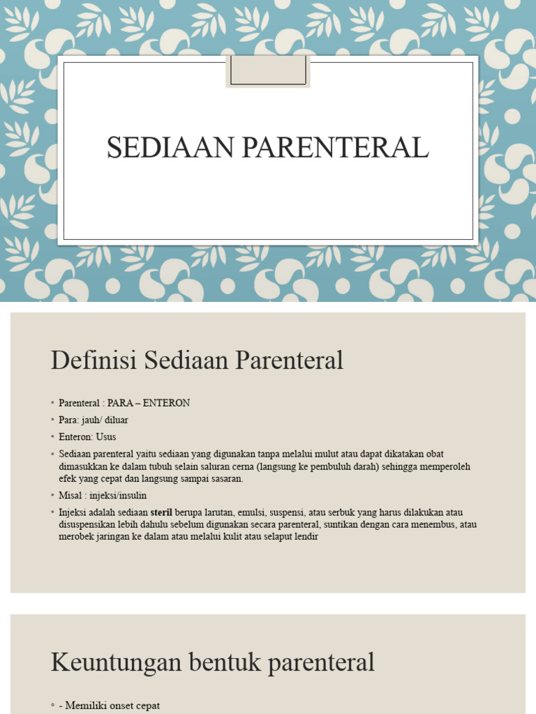 p9 Sediaan Parenteral | PDF