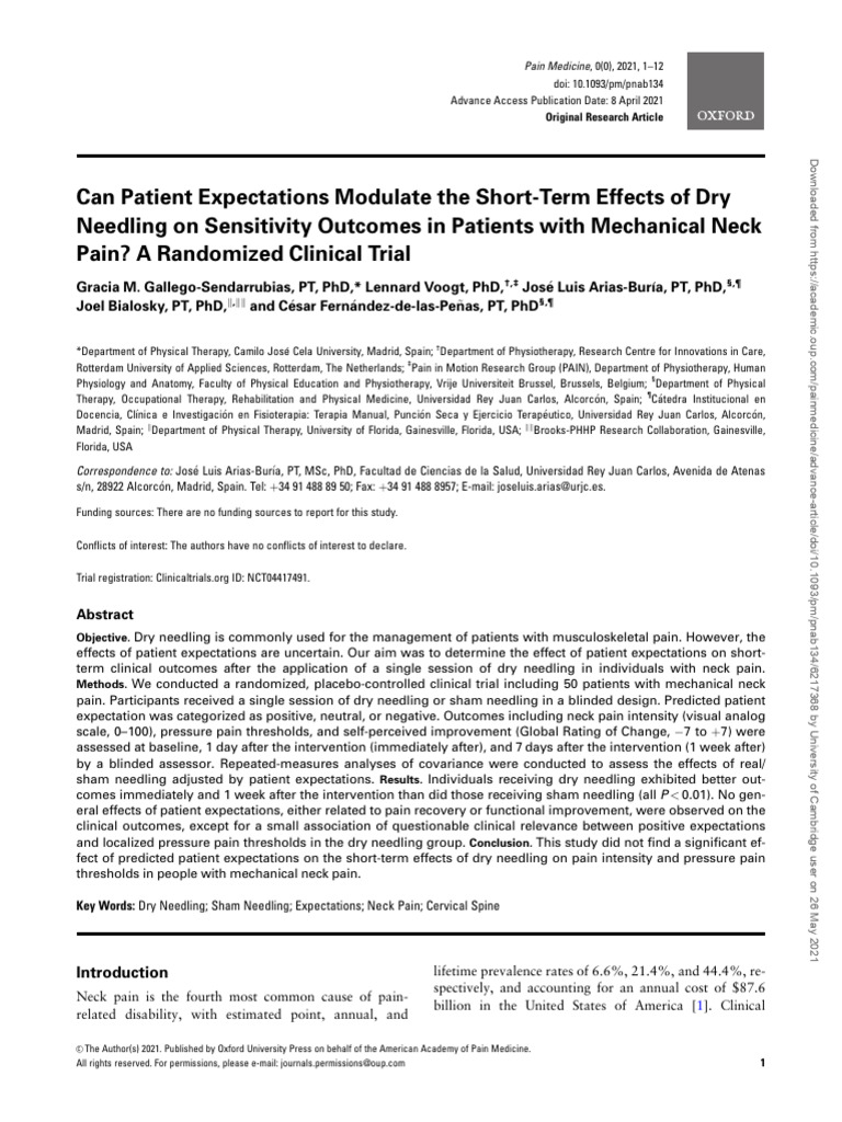 Mechanical Neck 2021 | PDF | Physical Therapy | Pain