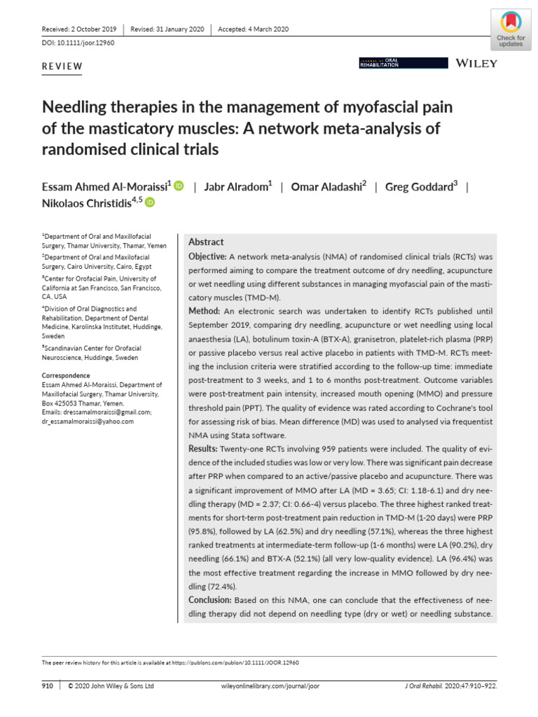 Masticatory Muscles 2019 | PDF | Pain | Acupuncture