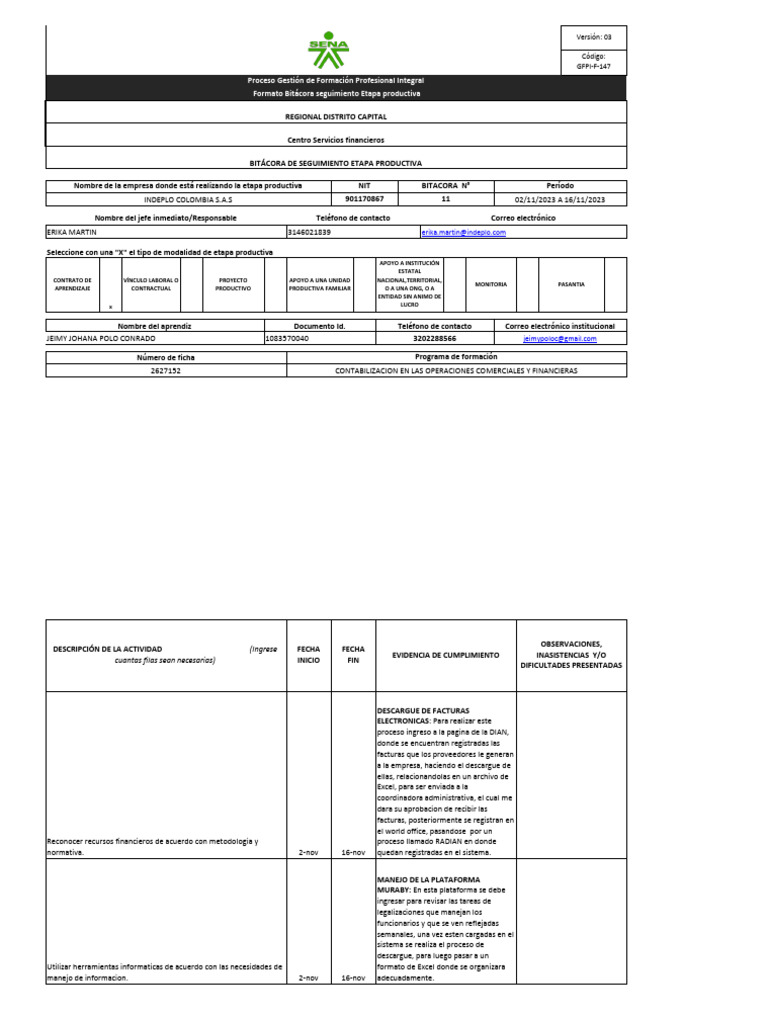 Bitacora 11 - Jeimy Polo | PDF