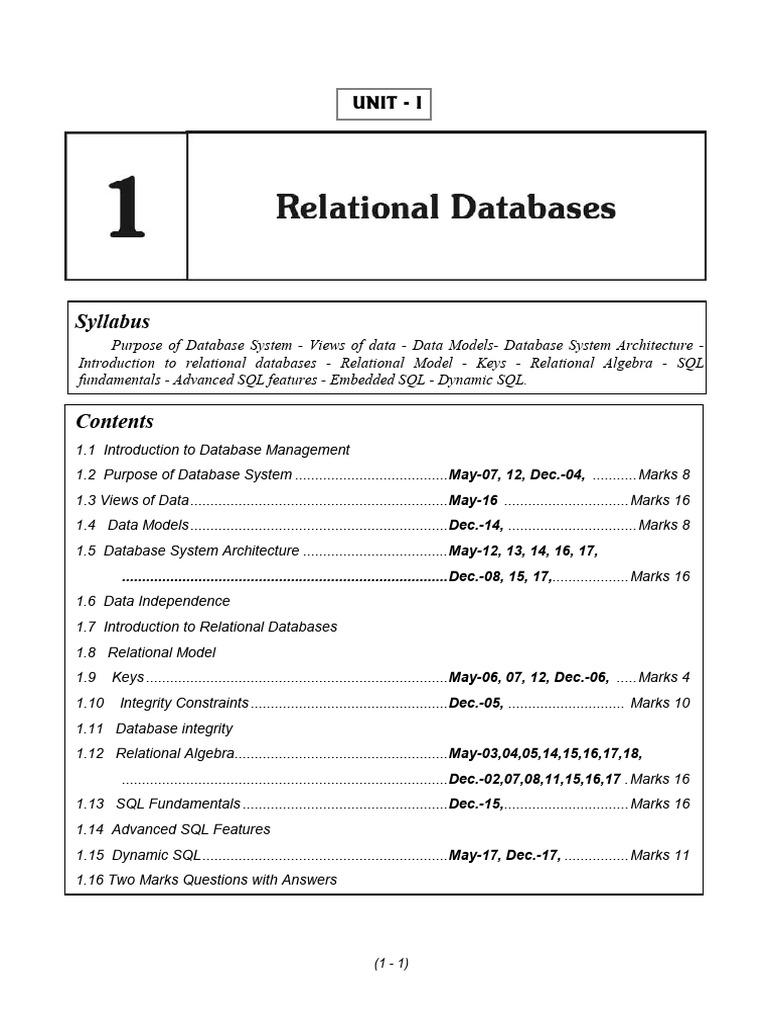 CS8492 - DBMS - 1 | PDF | Relational Model | Databases