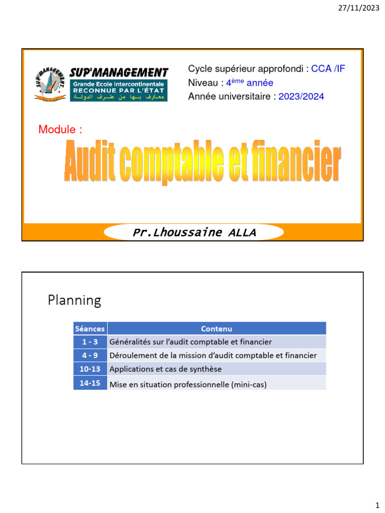 Mission d'Audit Comptable et Financier | PDF | Audit | Business