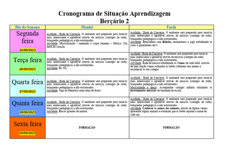 Cronograma de Aprendizagem | PDF | Entretenimento