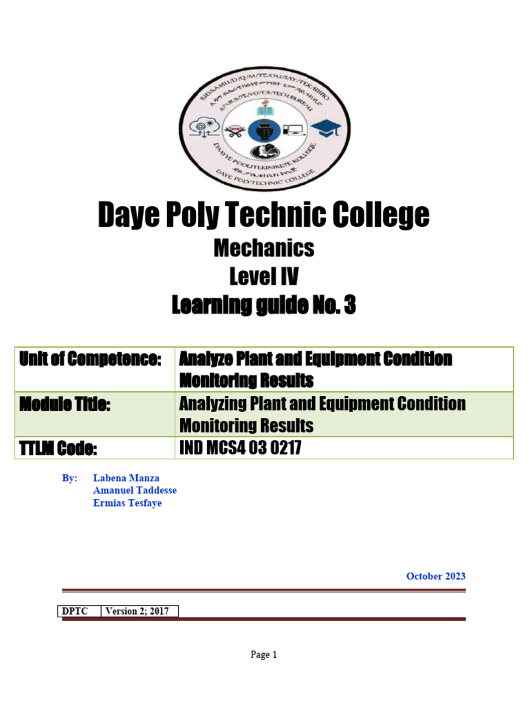 Analyse Plant and Equipment Condition Monitoring Results | PDF ...