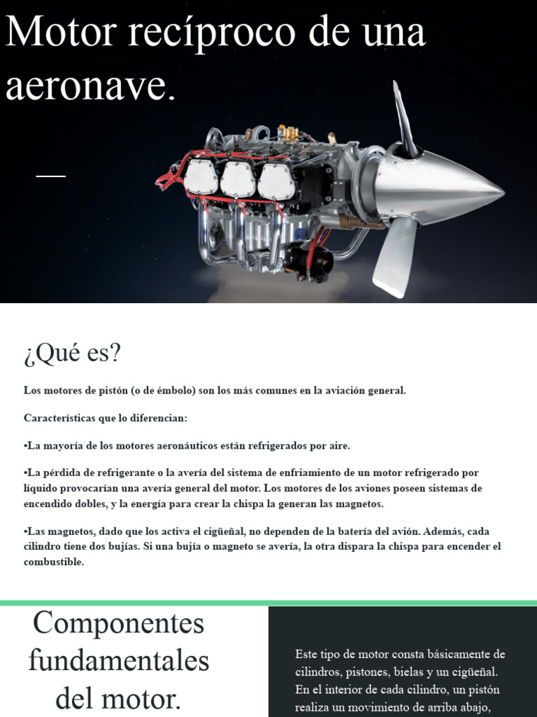 Componentes del motor recíproco aeronáutico | PDF | Pistón | Motores