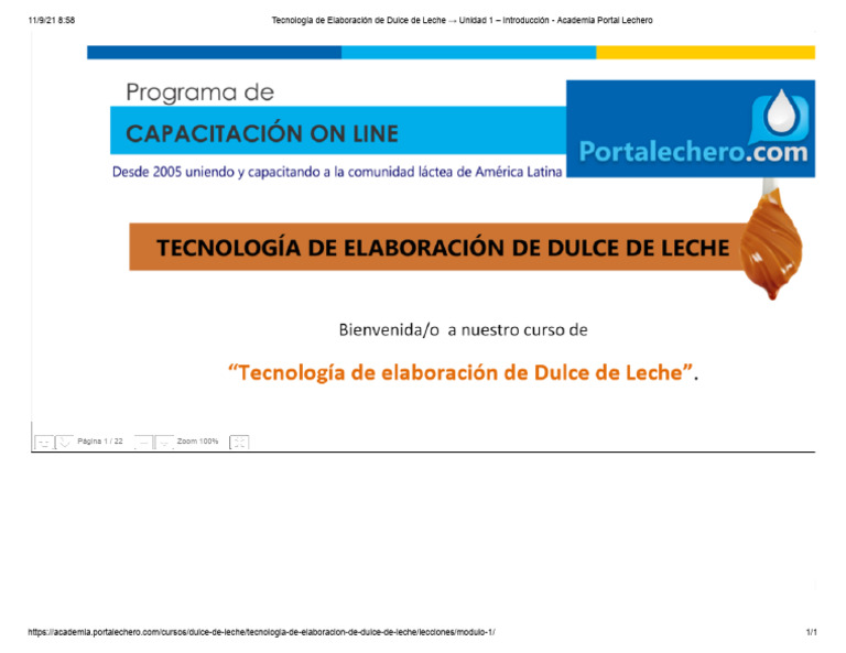 Tecnología de Elaboración de Dulce de Leche Unidad 1 - Introducción - Academia Portal Lechero ...