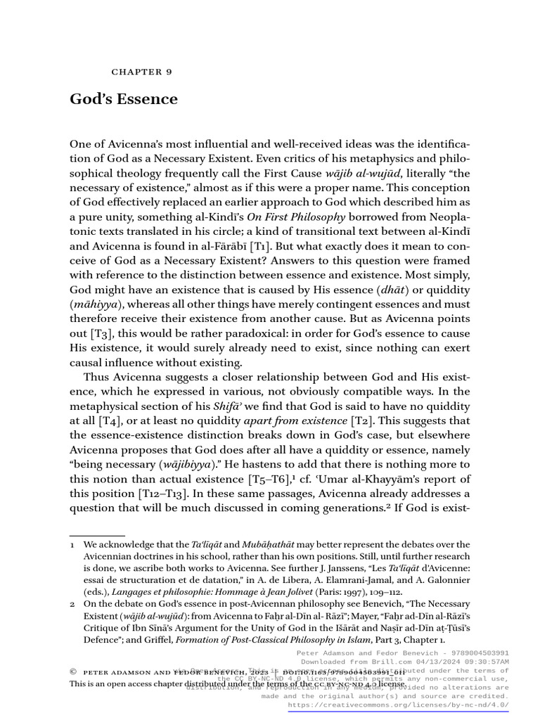Avicenna's Concept of God's Essence | PDF | Existence | Islamic Philosophy