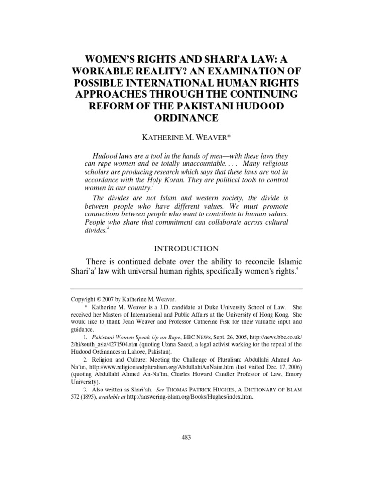 Women - S Rights and Shari - A Law - A Workable Reality - An Examinatio ...