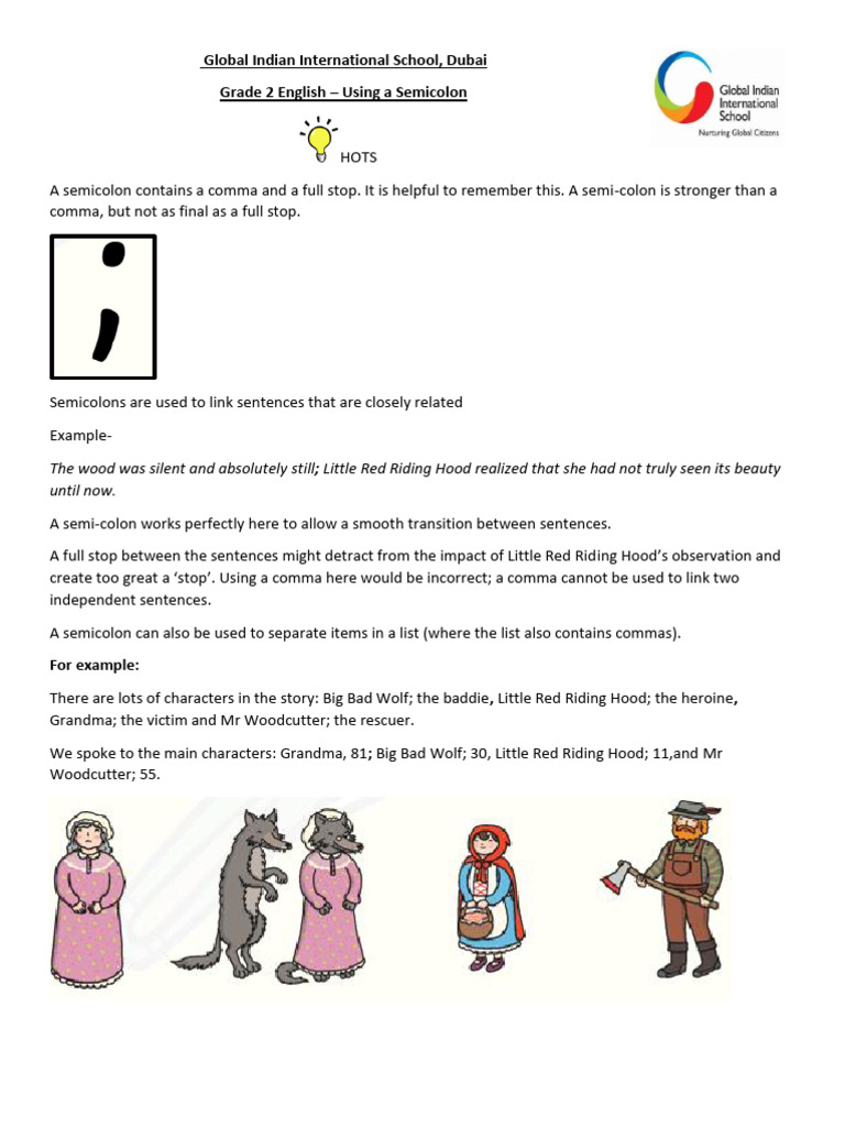 Handout - Semicolon | PDF