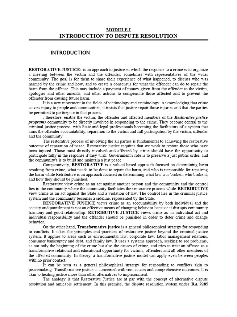 Crimsoc 6 Module 1 Prelim | PDF | Mediation | Alternative Dispute Resolution