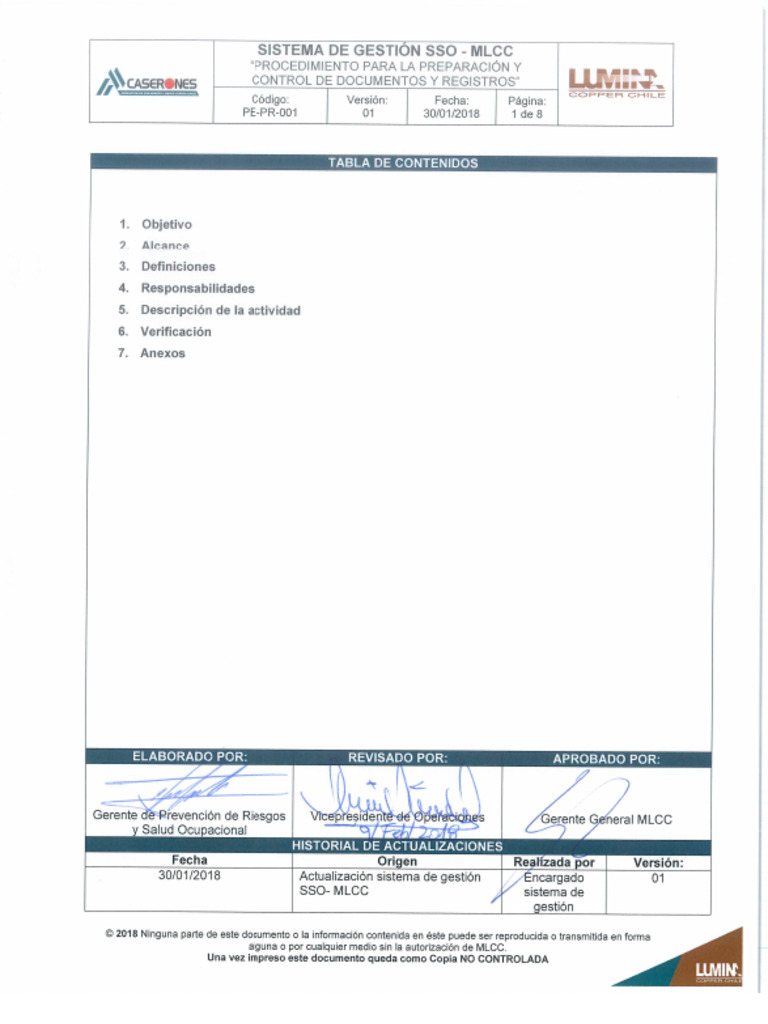 PE-PR-001 Procedimiento Preparación y Control de Documentos y Registros ...