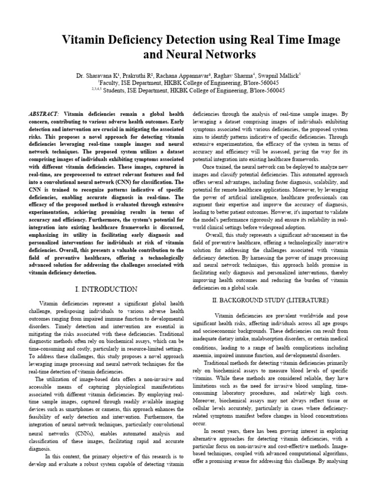 Vitamin Deficiency Detection Using Sample Image and Neural Network | PDF | Machine Learning ...