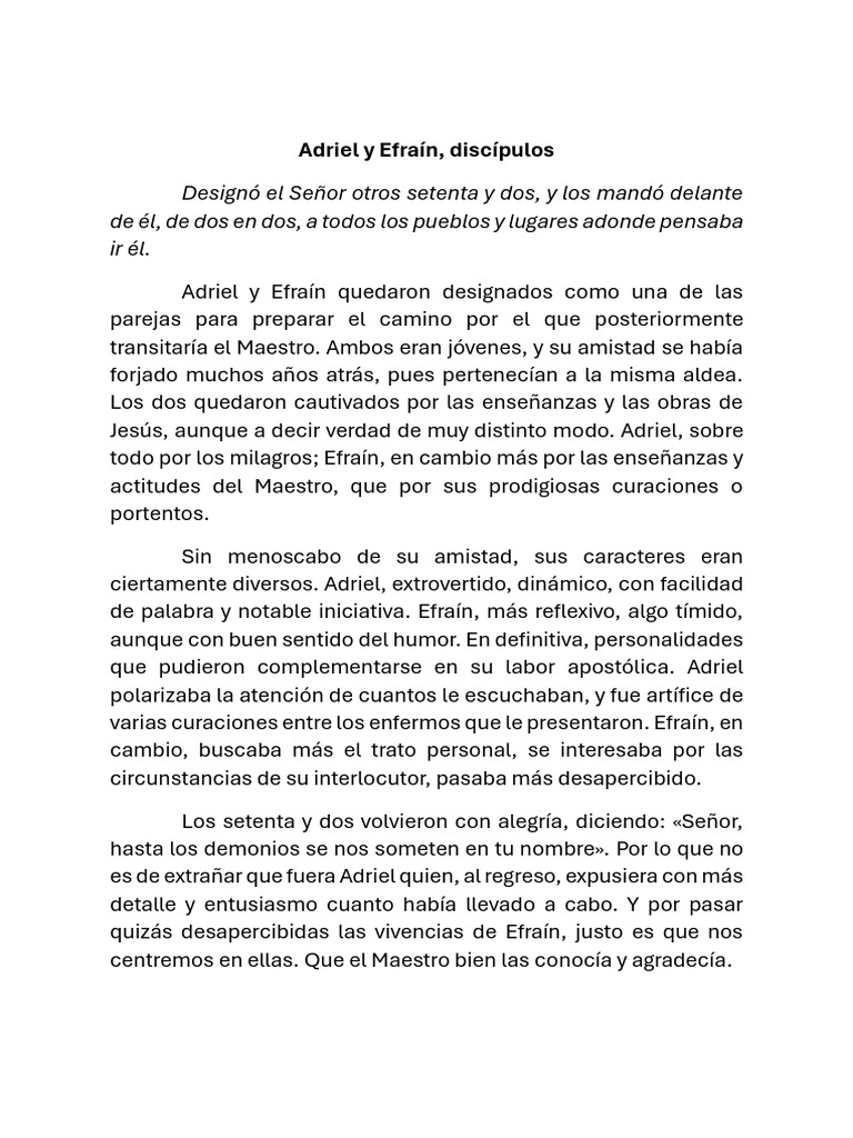 Adriel y Efraín, Discípulos | PDF | orador del Señor | Jesús