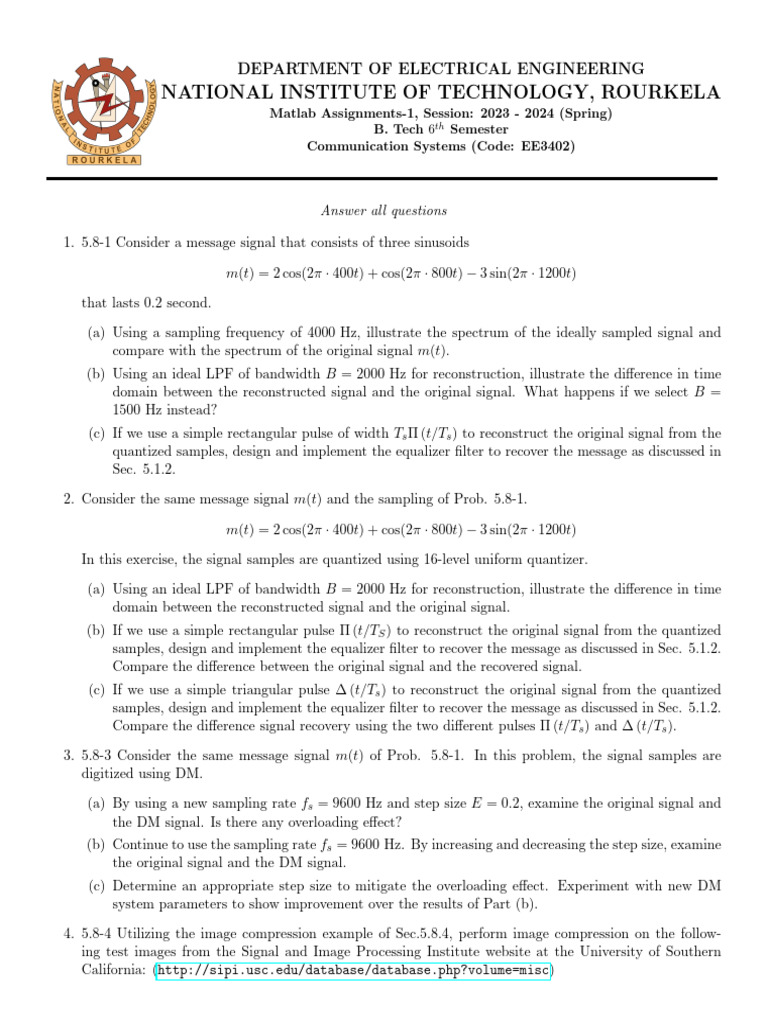 Matlab Assignment-2 | Download Free PDF | Sampling (Signal Processing) | Bandwidth (Signal ...