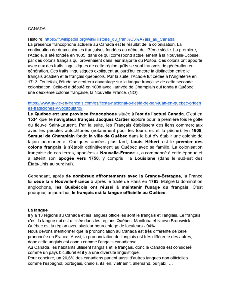 Histoire et culture du Canada francophone | PDF | Nouvelle France