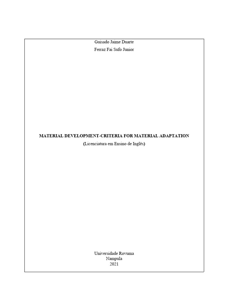 Material Development 2021 | PDF | Learning | Second Language Acquisition