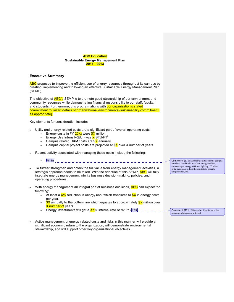 SEMP Template - ABC Education | PDF | Energy Management | Efficient ...