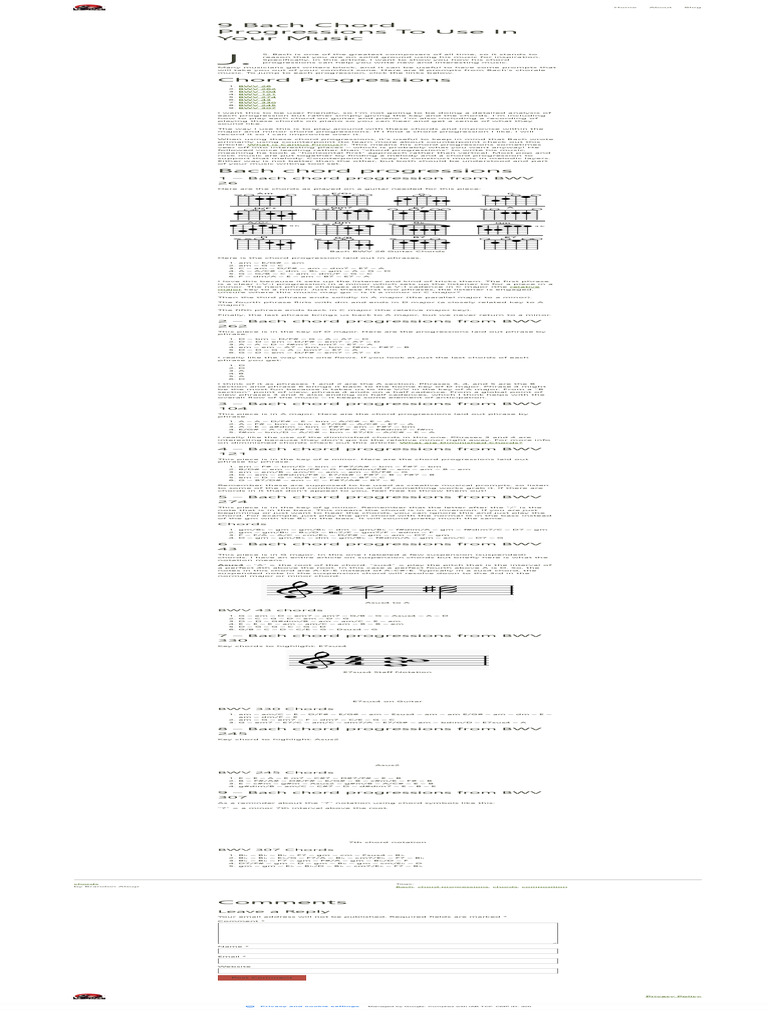 9 Bach Chord Progressions To Use in Your Music - Global Music Theory ...