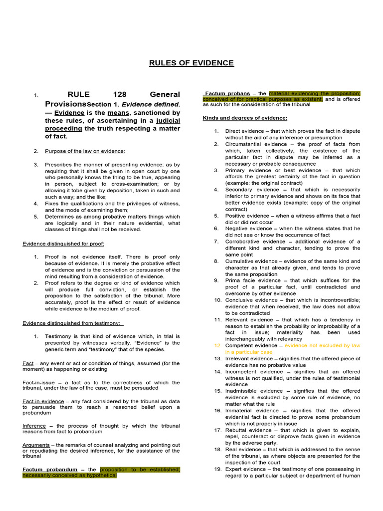 Evidence Dean Riano | PDF | Evidence (Law) | Evidence