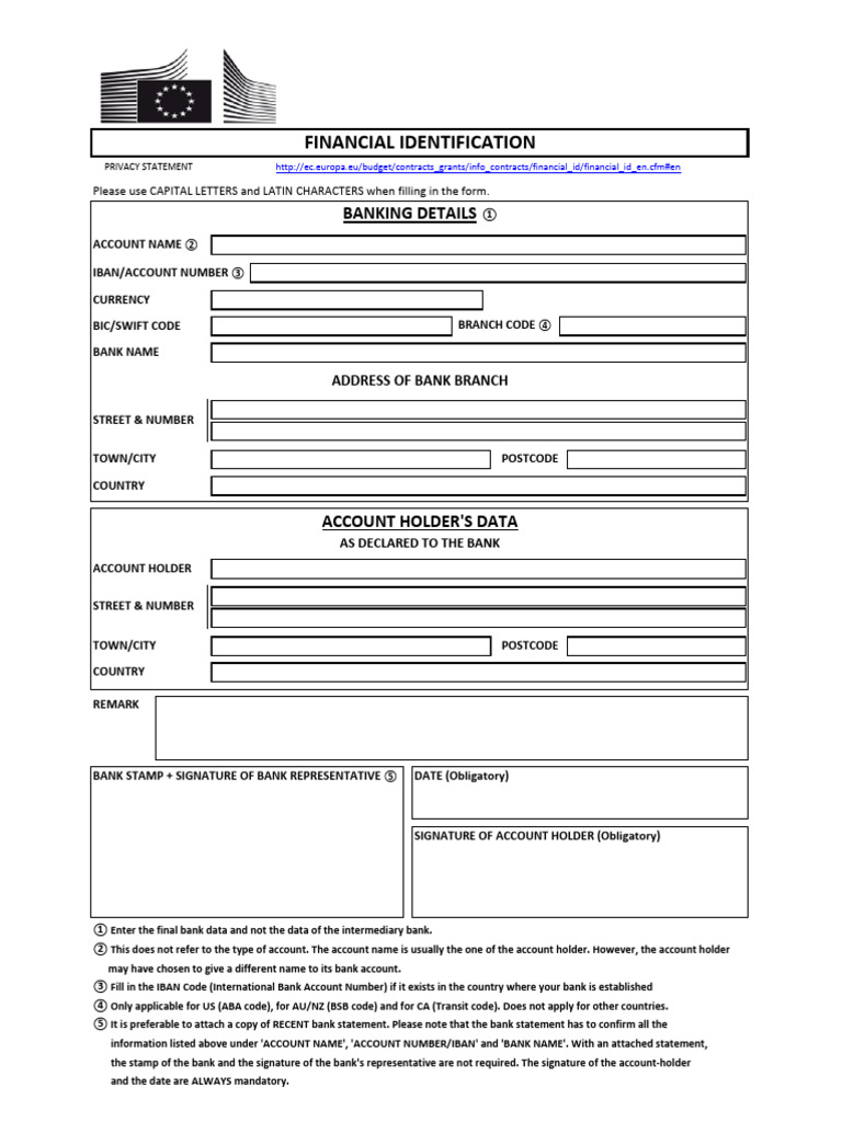 Annex E - Financial Identification Form (En) | PDF