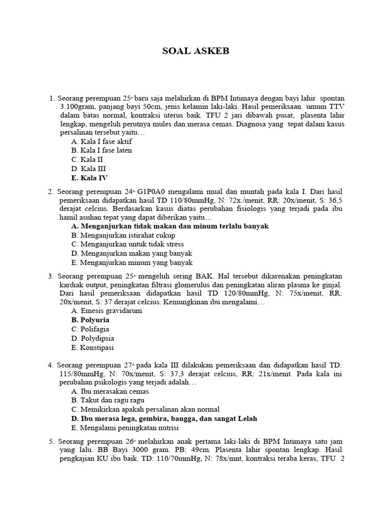 Soal Askeb | PDF | Pengembangan Diri