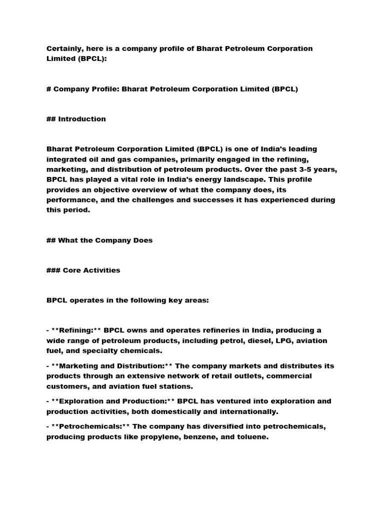 BPCL | PDF | Oil Refinery | Economies