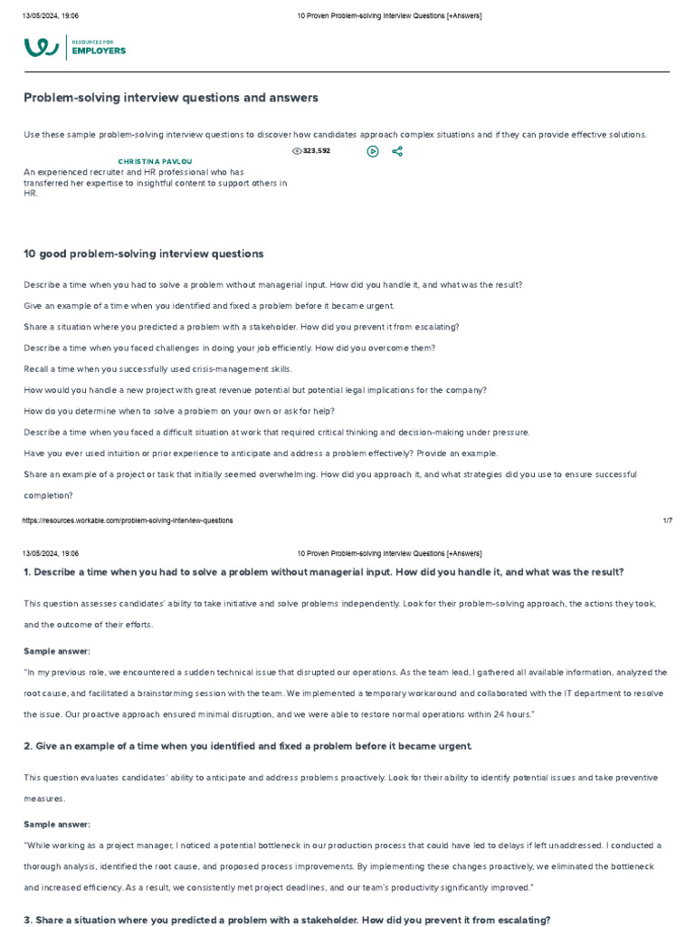 Problem-Solving Interview Guide | PDF | Decision Making | Critical Thinking