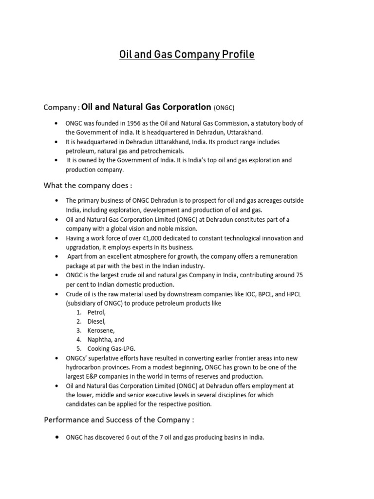 Oil - and - Gas - Company - Profile - PROJECT MK | PDF | Petroleum ...