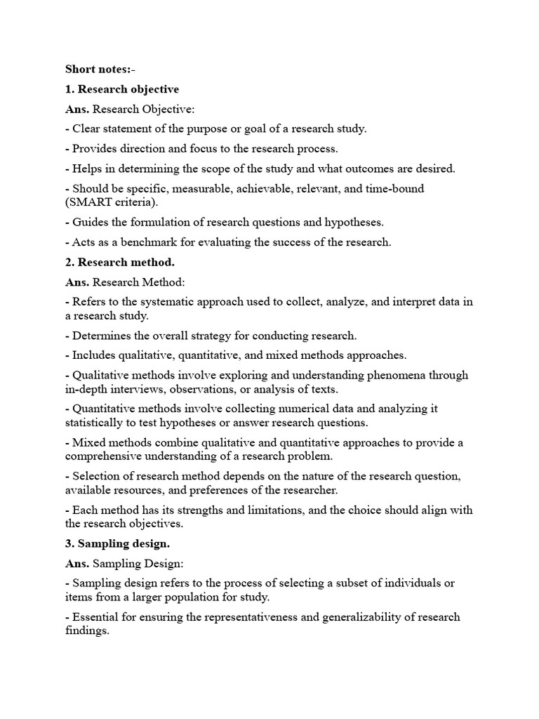 Short Notes Answer 2 | PDF | Sampling (Statistics) | Statistical ...