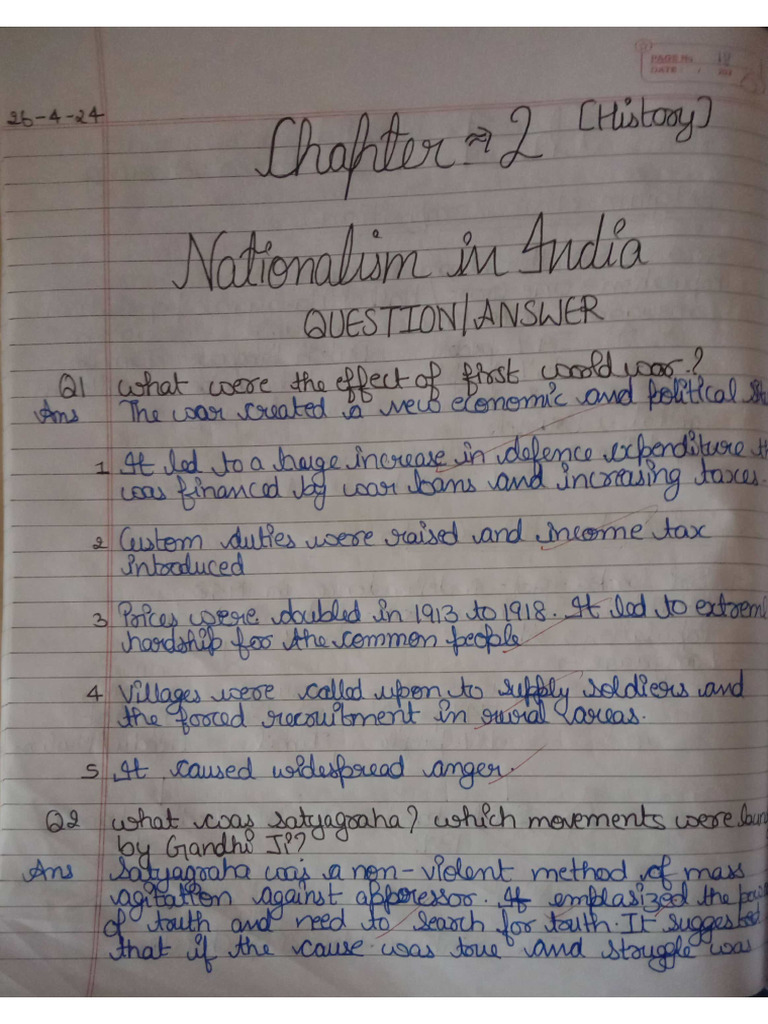 CLASS 10th Chapter 2 (History) Nationalism in India | PDF CLASS 10th Chapter 2 (History) Nationalism in India | PDF