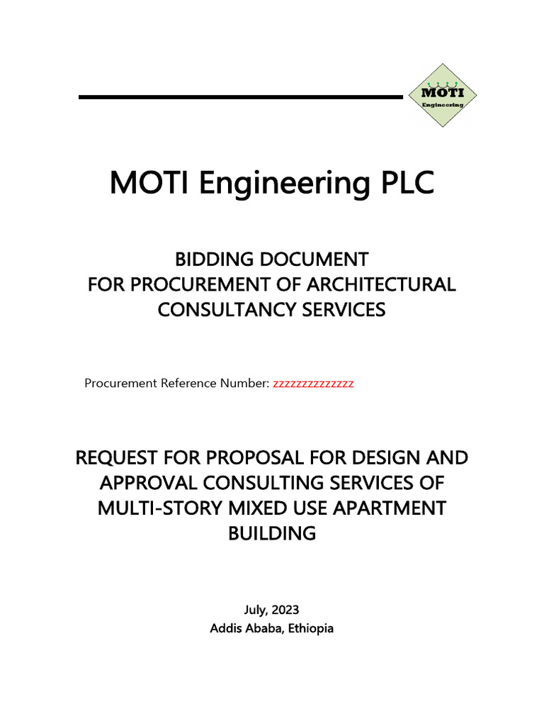 MOTI Engineering PLC BID Document July 11 2023 Final | PDF | Consultant ...