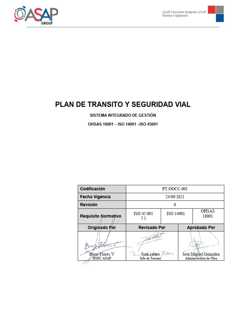 Plan de Transito Rev - 0 | PDF | Ciencias de la Tierra