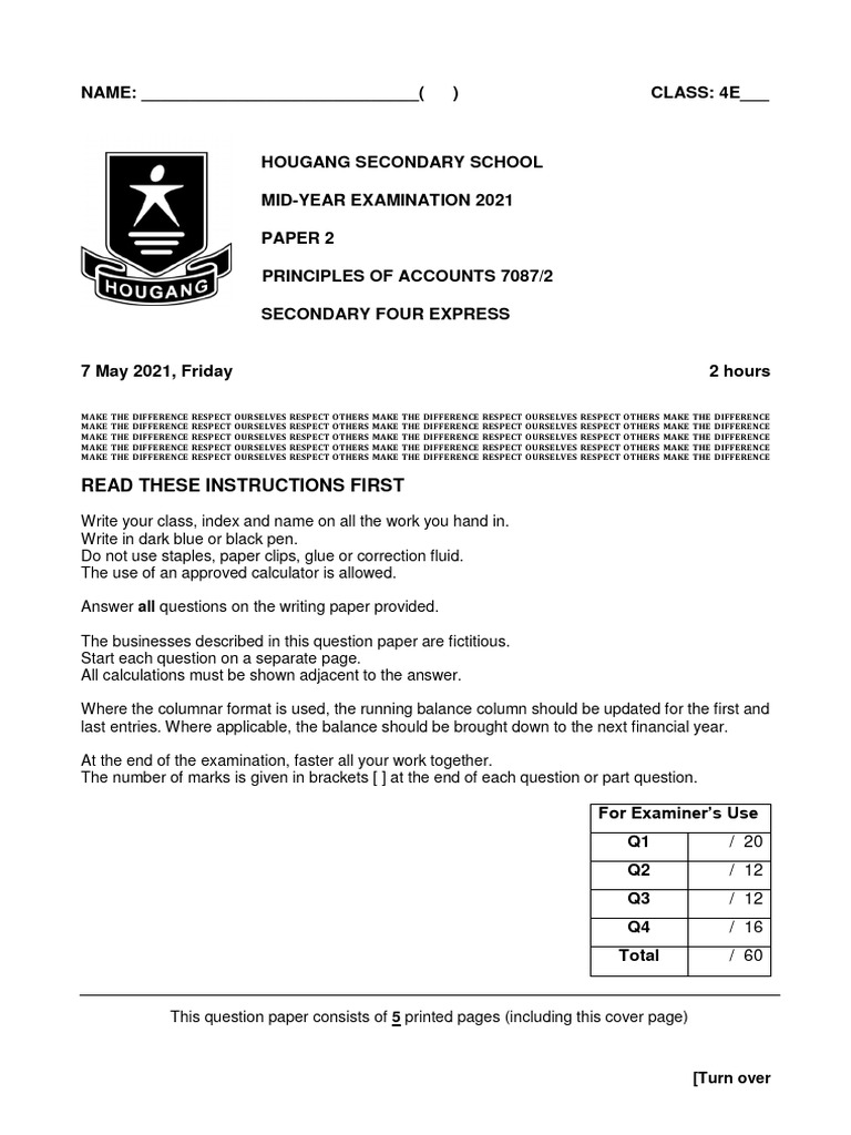2021 HS 4E Paper2 Question | PDF | Depreciation | Banks