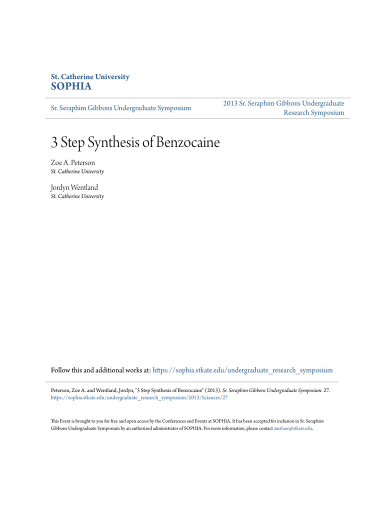 Synthesis Of Benzocaine Pdf